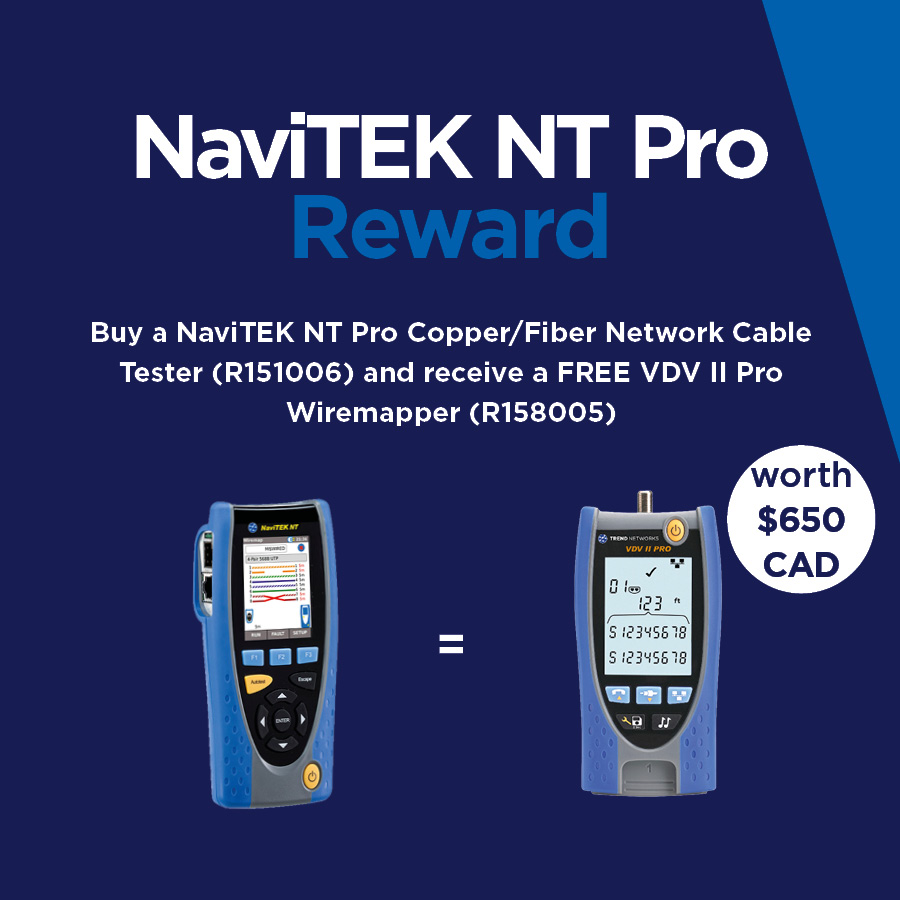 Network cable tester NaviTEK NT to troubleshoot copper and fibre networks.