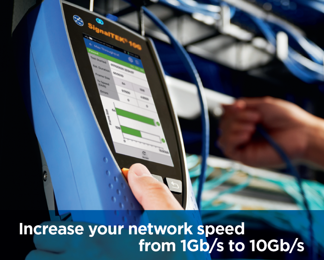 Ethernet cable bandwidth tester SignalTEK 10G from TREND Networks