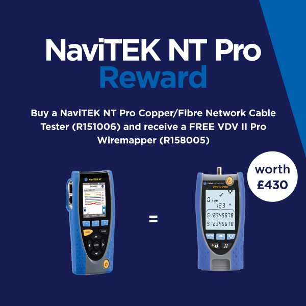 Network cable tester NaviTEK NT to troubleshoot copper and fibre networks.