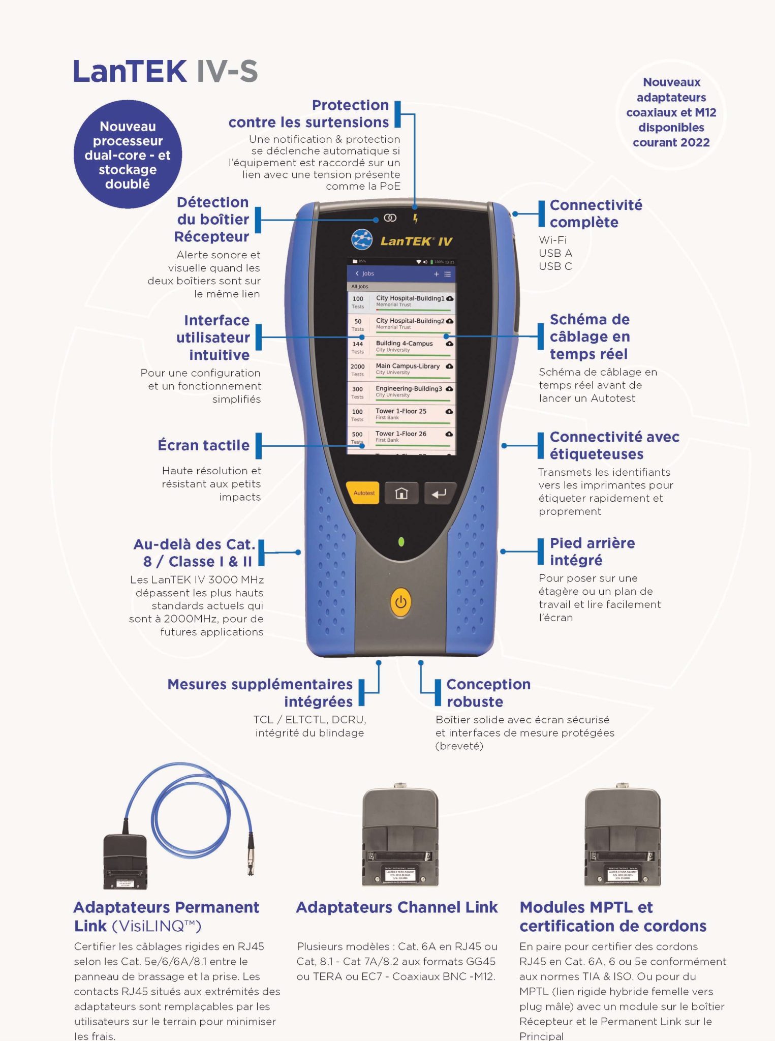 Testeur de câbles LanTEK IV-S - Testeur de câbles de données en cuivre ...